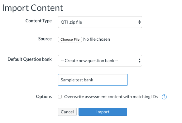Importing QTI Testbanks into Canvas – zyBooks - Help center