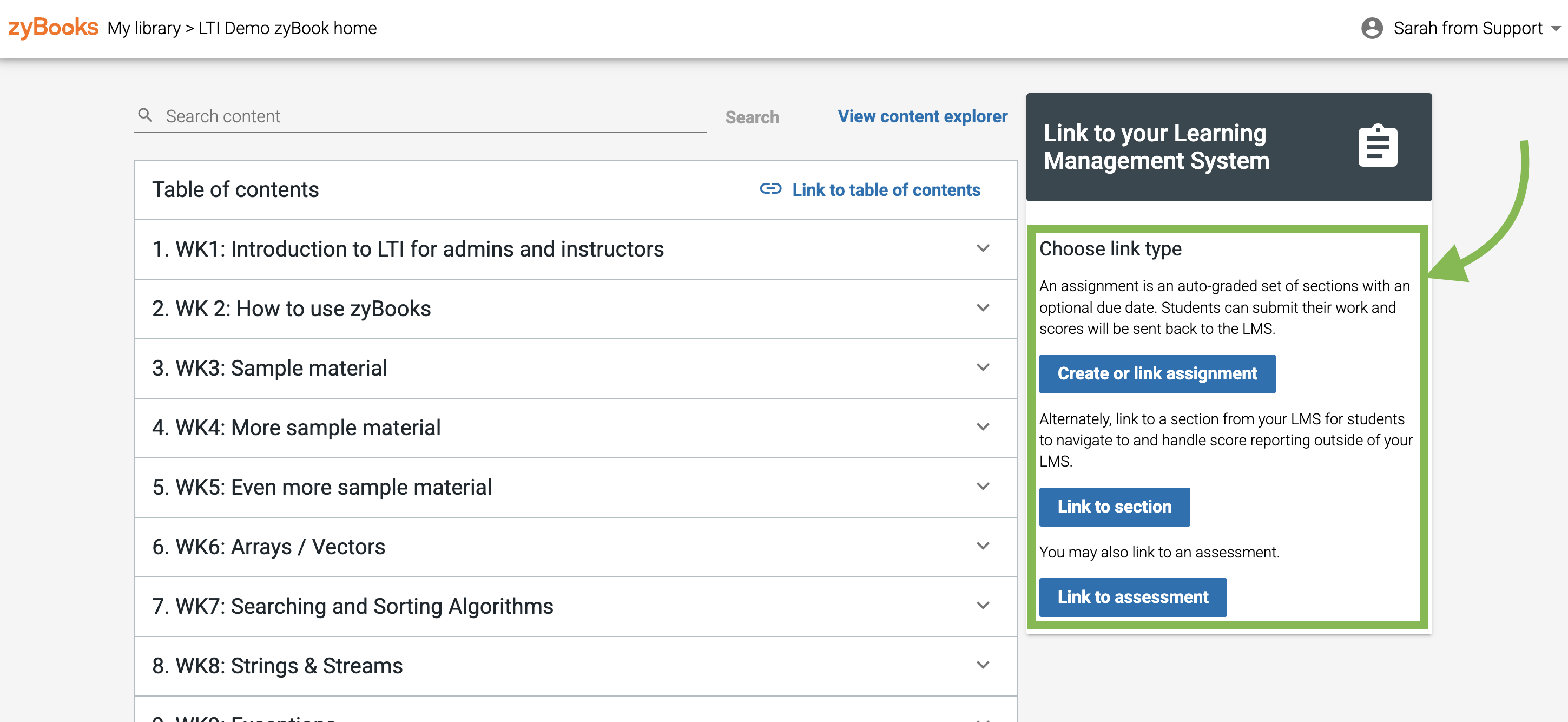 How to link a zyBook assignment/section/TOC to an LMS – zyBooks - Help ...